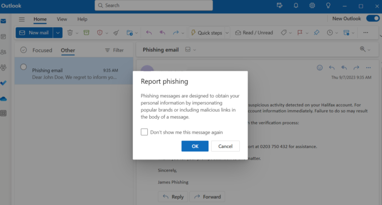 How to Report Phishing Emails in Outlook - Labyrinth Technology